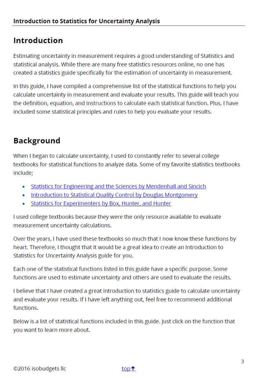 Introduction to Statistics for Uncertainty Analysis Guide - isobudgets